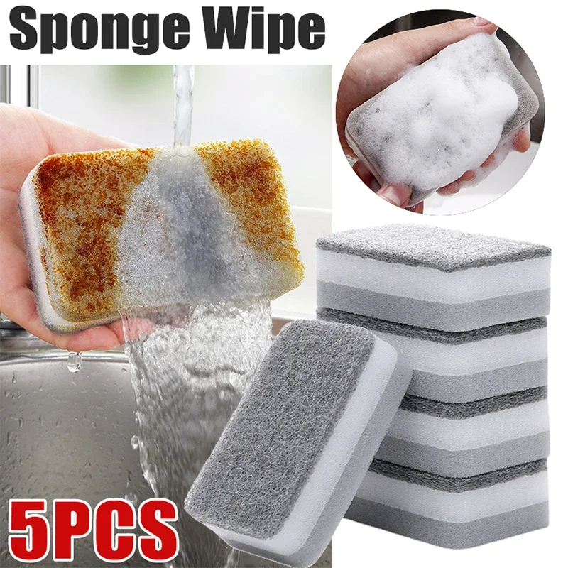1-5pcs-Pot-Washing-Sponges-Double-sided-Scouring-Pad-Cleaning-Household ...