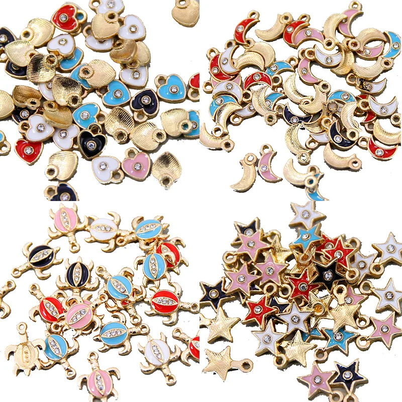 50PCS-Love-Pentagram-Moon-Turtle-Alloy-Charms-Mini-Sweet-Heart-Charms ...