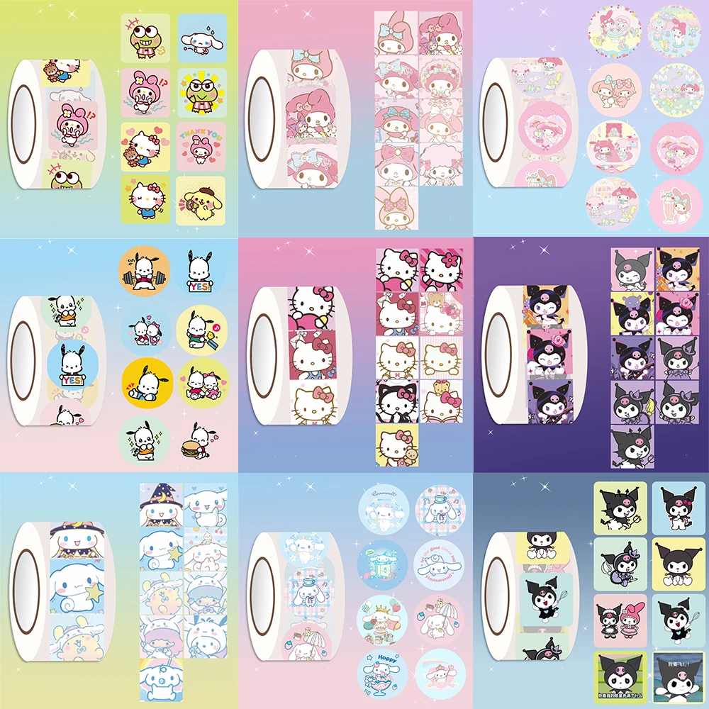 200Pcs-Roll-Anime-Kuromi-My-Melody-Cinnamoroll-Hello-Kitty-Sticker ...