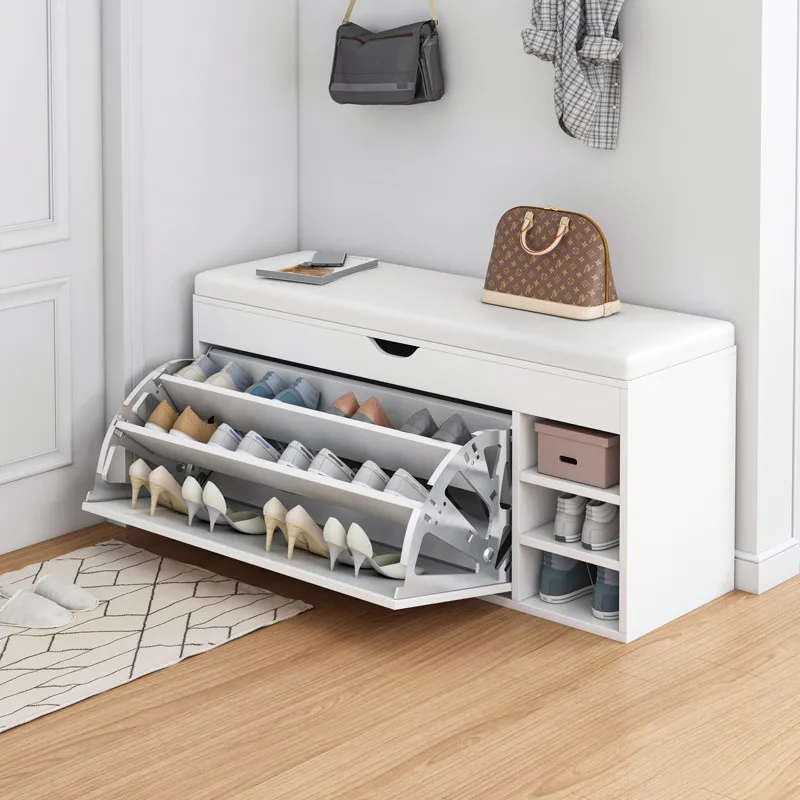 Nordic Shoe Storage Rack Entrance With Shoe Changing Stool Household ...