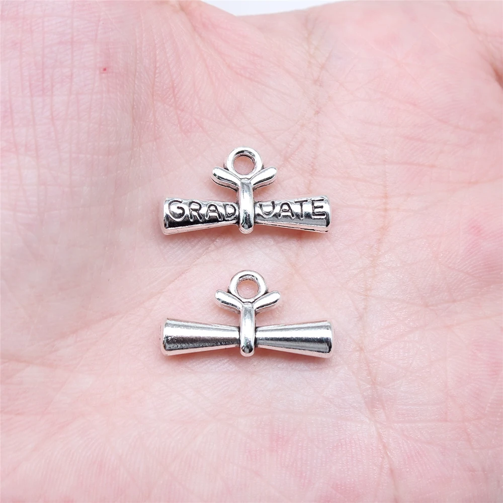 WYSIWYG-10pcs-11x21mm-Antique-Silver-Color-Graduate-Graduation-Charms ...
