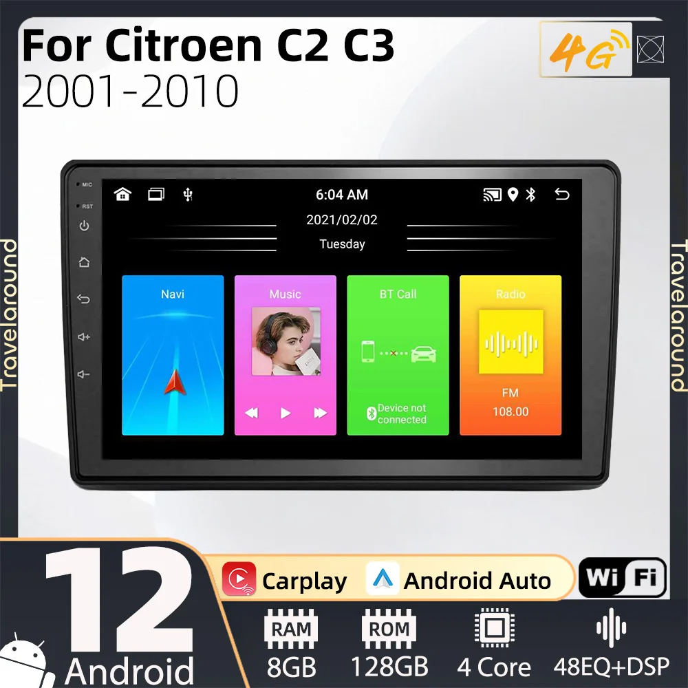 CarPlay-Multimedia-for-Citroen-C2-C3-2001-2010-2-Din-Android-Stereo-Car ...