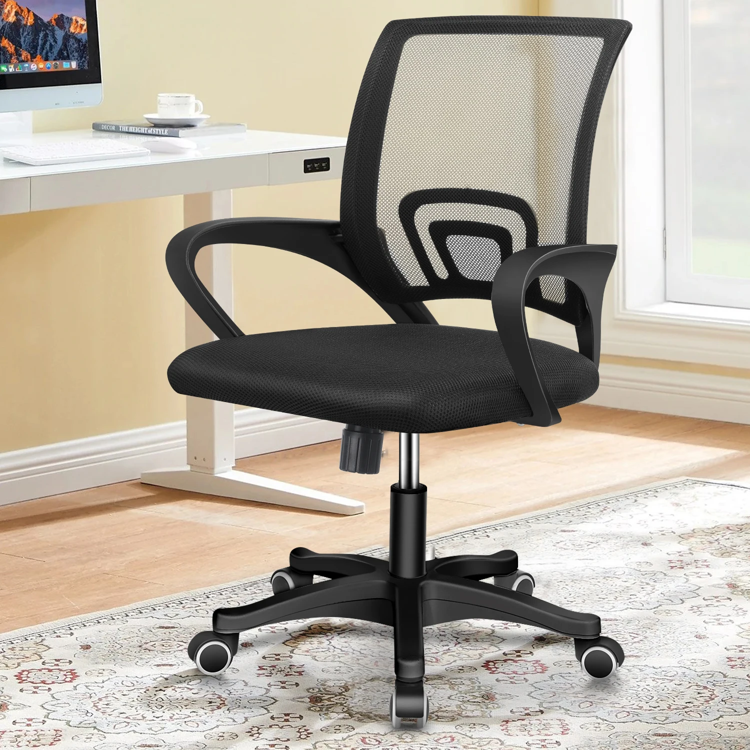 Ergonomic Adjustable Office Chair with Lumbar Support,360° Swivel ...