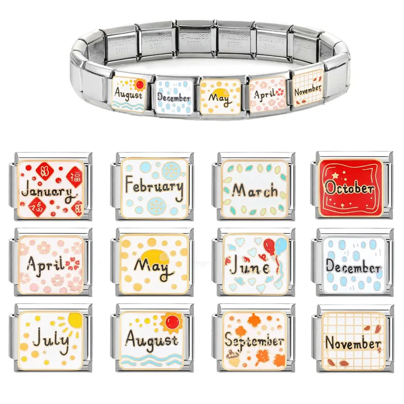 Creative-Personalized-Birthday-Months-Charm-Italian-Charm-Links-Fit-9mm ...