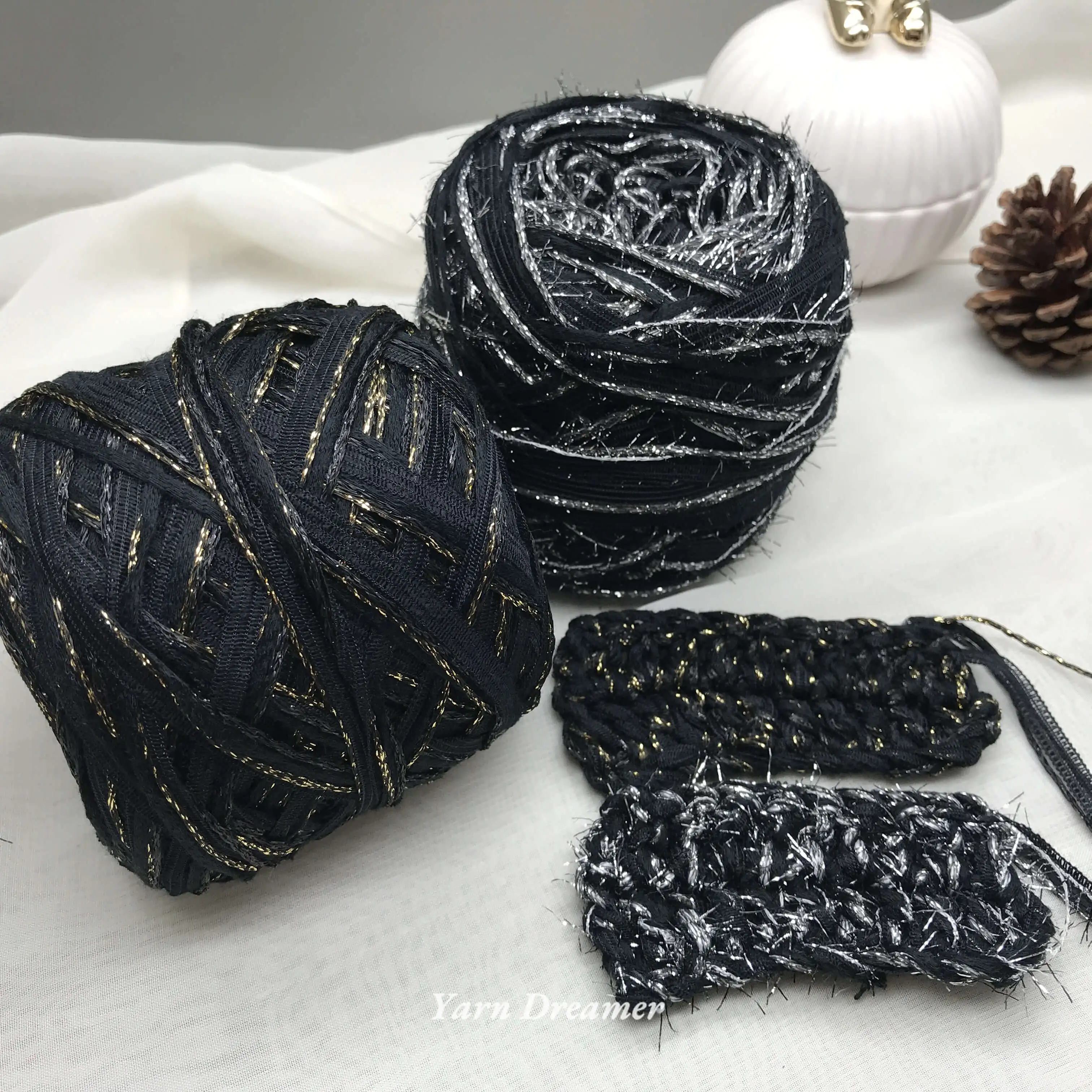 Fil-paillettes-noir-dor-et-argent-fil-d-or-pour-paupi-res-au-crochet ...