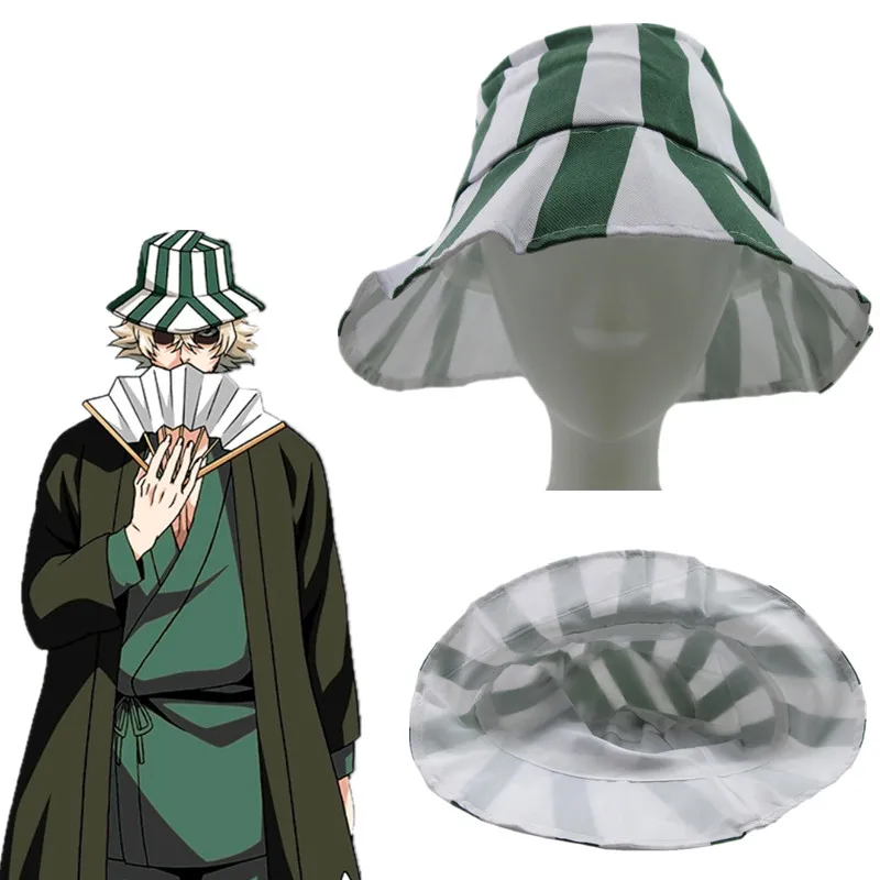 Anime-Bleach-Urahara-Kisuke-Hat-Cosplay-Unisex-Dome-Green-White-Striped ...