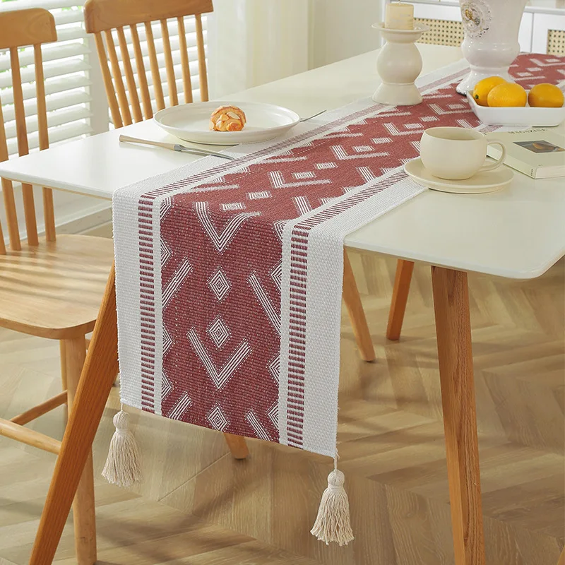 Nordic-Jacquard-Table-Runner-Festive-Table-Runners-Hanging-Tassel-Meal ...