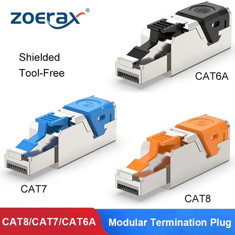 Zoerax Cat6a Cat7 Cat8 Ethernet Cable Connector Rj45 Metal Tool Free ...
