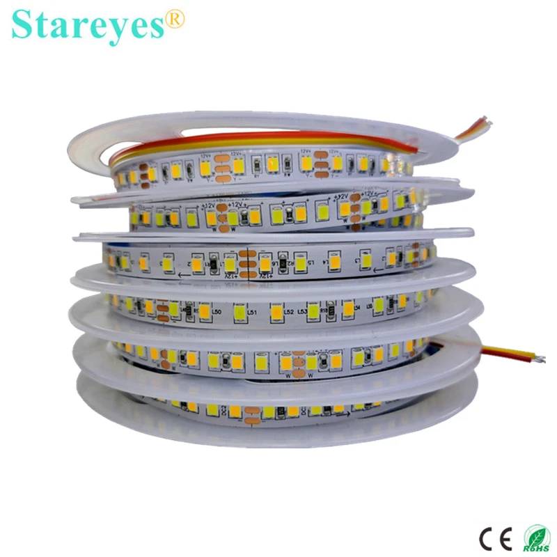 SMD 2835 CCT 120 180 LED / m 5m LED Strip Light CRI 90+ DC12V 24V WW CW ...
