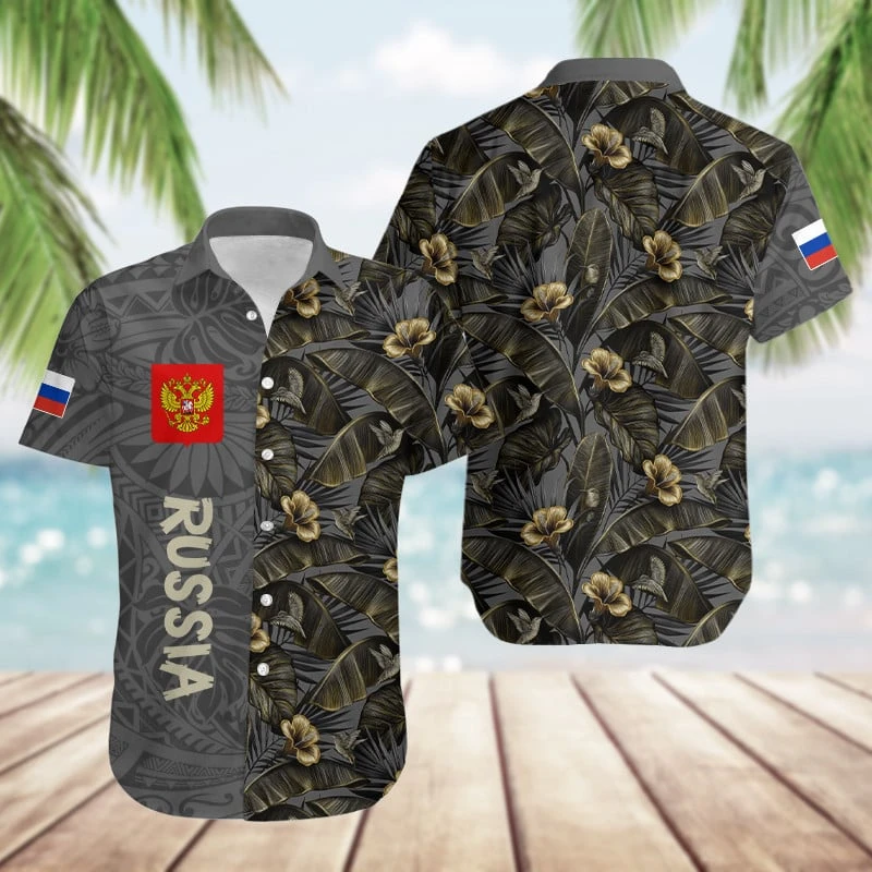 Russia Flag Graphic Shirts For Men Clothes Hawaiian Beach Shirts ...