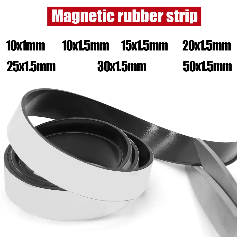 10/15/20/25/30/40/50x1.5mm Rubber Magnet Tape Strong Flexible Magnet ...