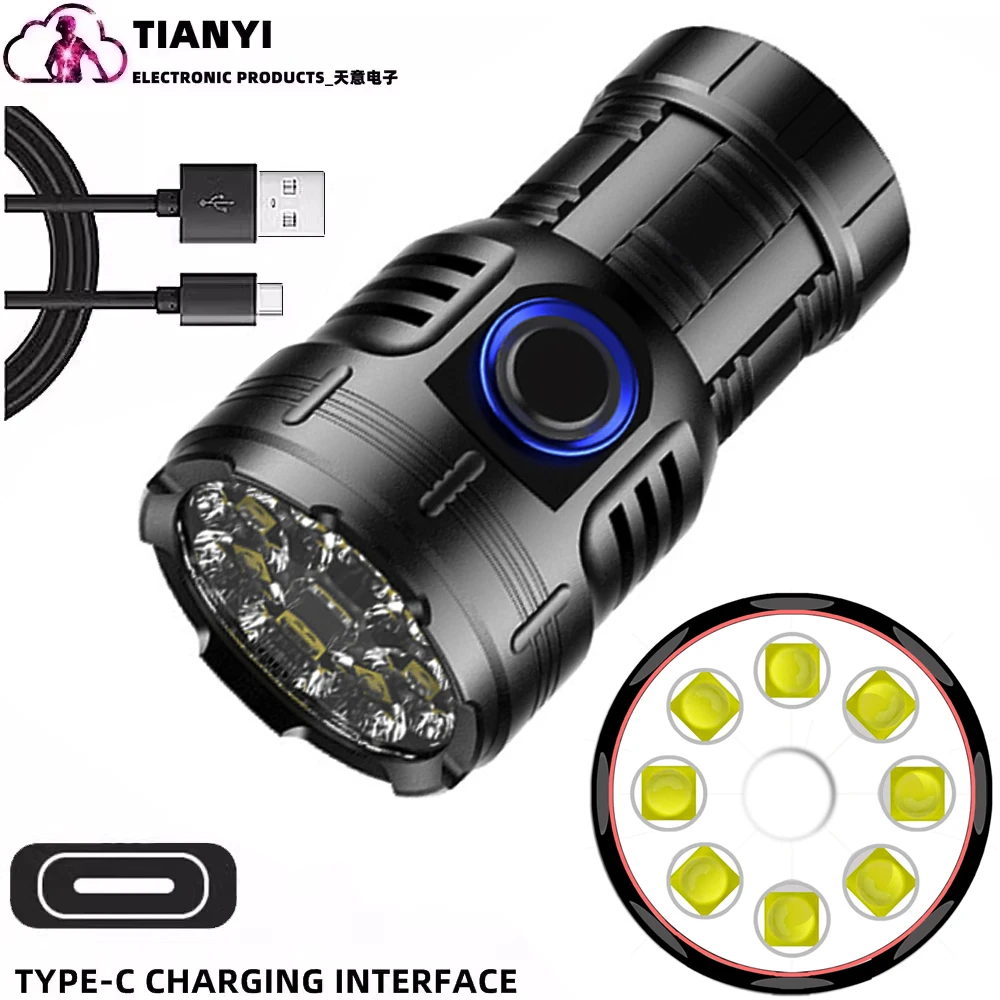 Eight-eyed-monster-strong-light-flashlight-super-bright-USB-charging ...