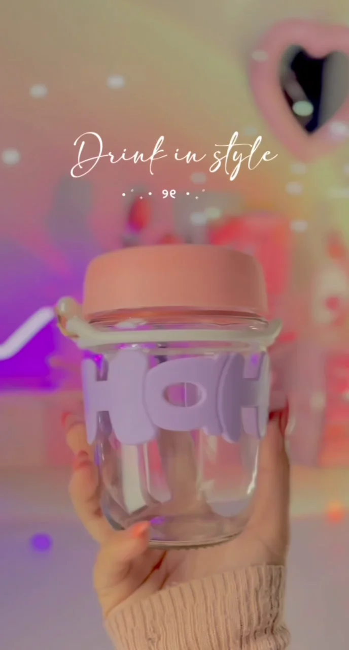 Imported 350ml Cute Girl Transparent Glass Heat Resistant Tumbler With ...