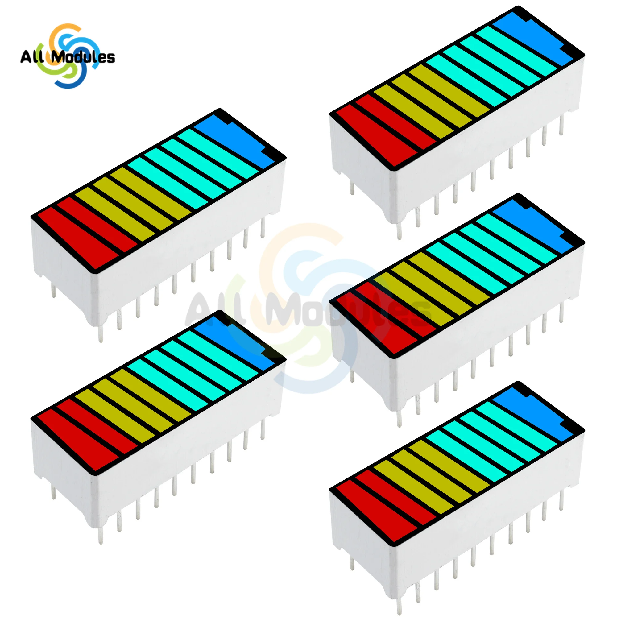 5PCS-10-Segment-4-Color-LED-Battery-Level-Bar-Graph-Power-Display ...