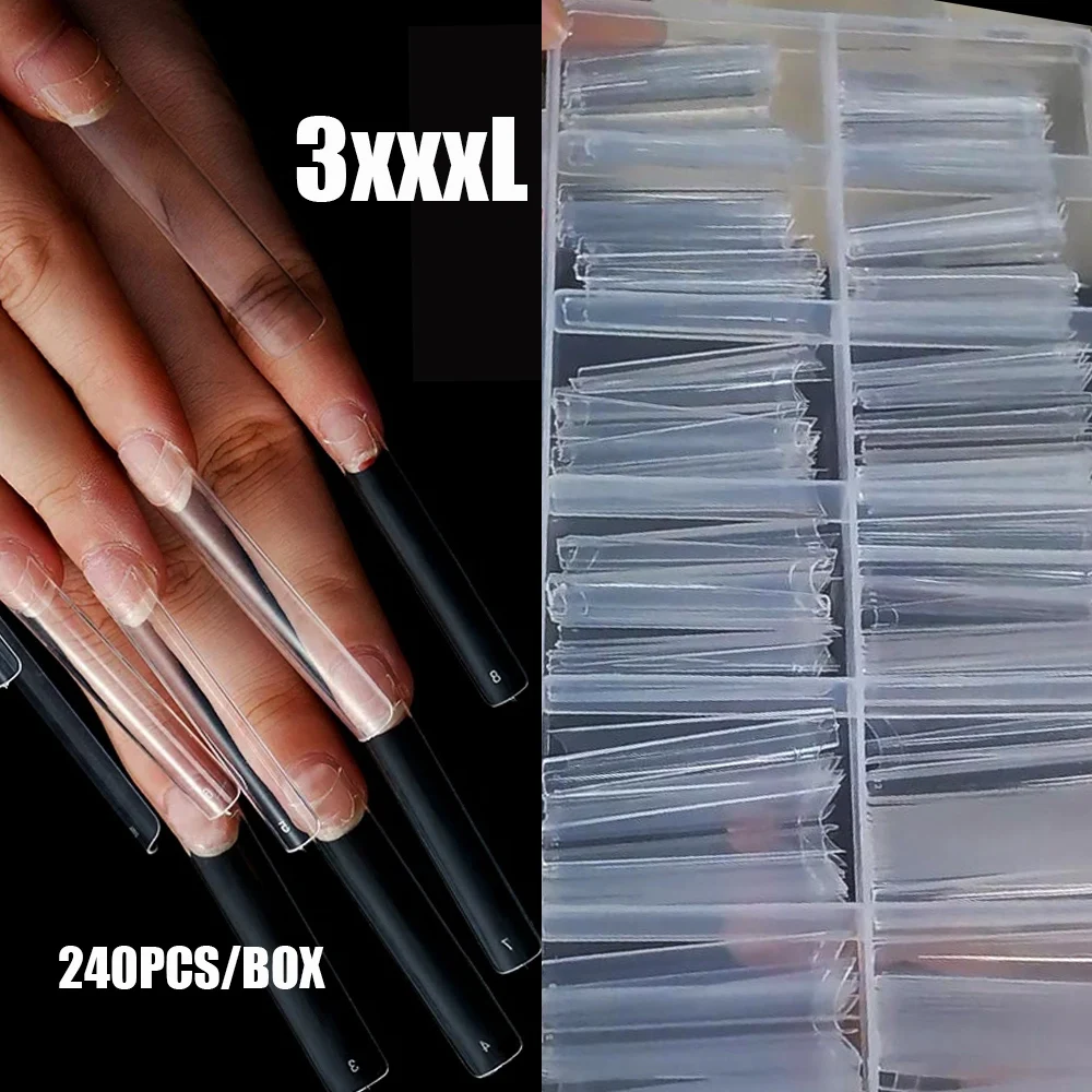 3XXXL-Extra-Long-Coffin-Straight-Square-Nail-Tips-Set-0-11-Clear ...