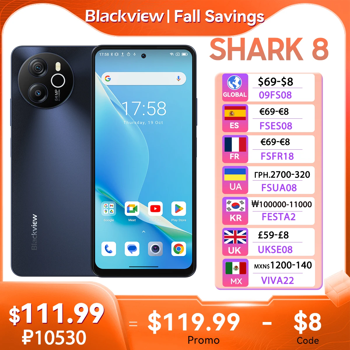 Blackview-SHARK-8-Unlocked-Smartphone-Android13-Mobile-Phone-Helio-G99 ...