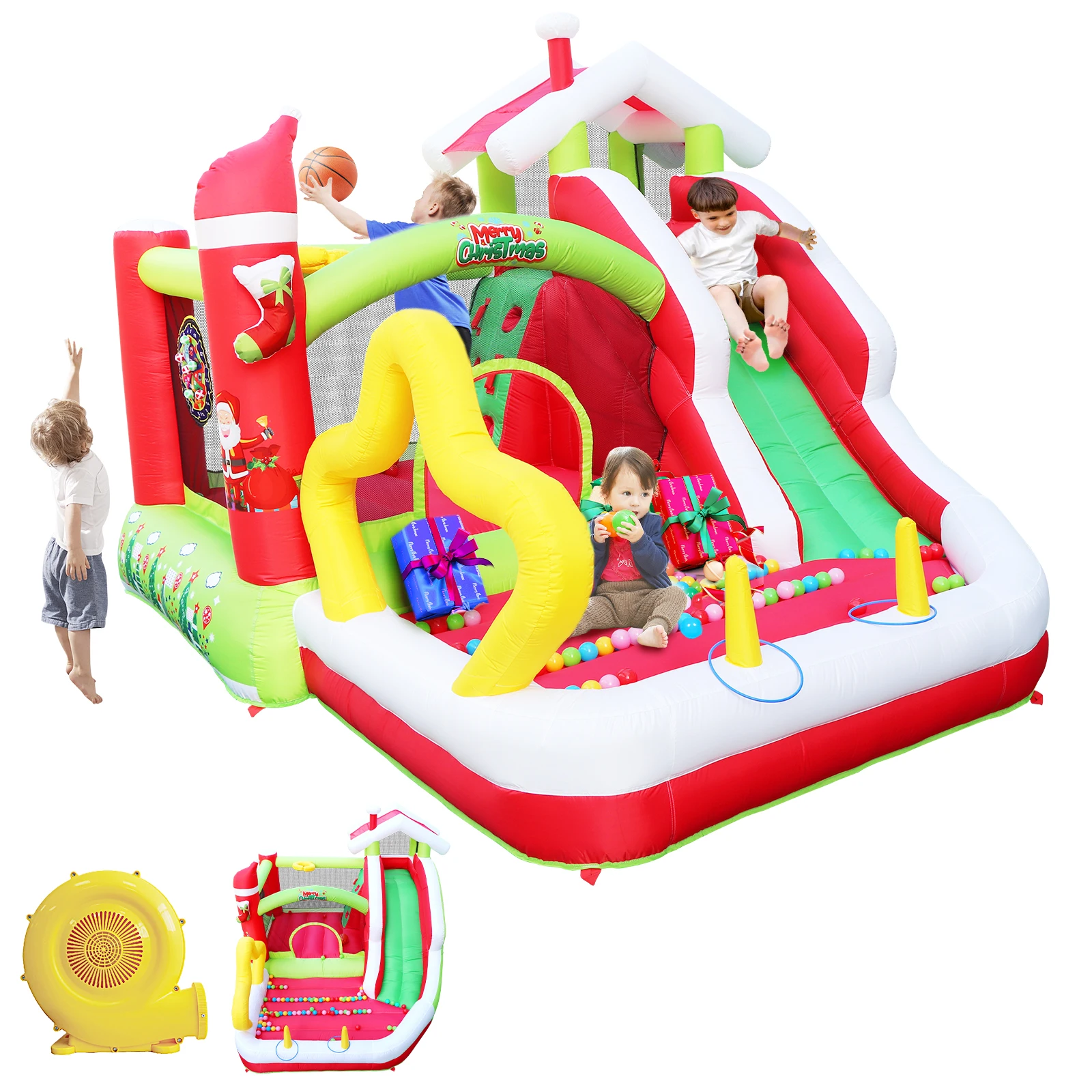 Christmas-Jump-n-Slide-Inflatable-Bouncer-for-Kids-Complete-Setup-with ...