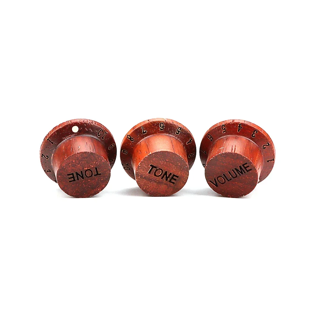 3 x Guitar Knob Hat 2T1V Knob Wood Knobs With Indicator Dot For Lp ...