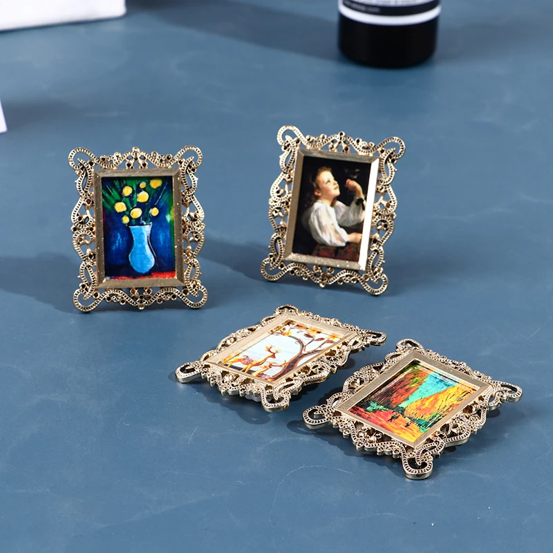 Miniaturas de casa de bonecas 1/12 quadro de imagem do vintage europeu ...