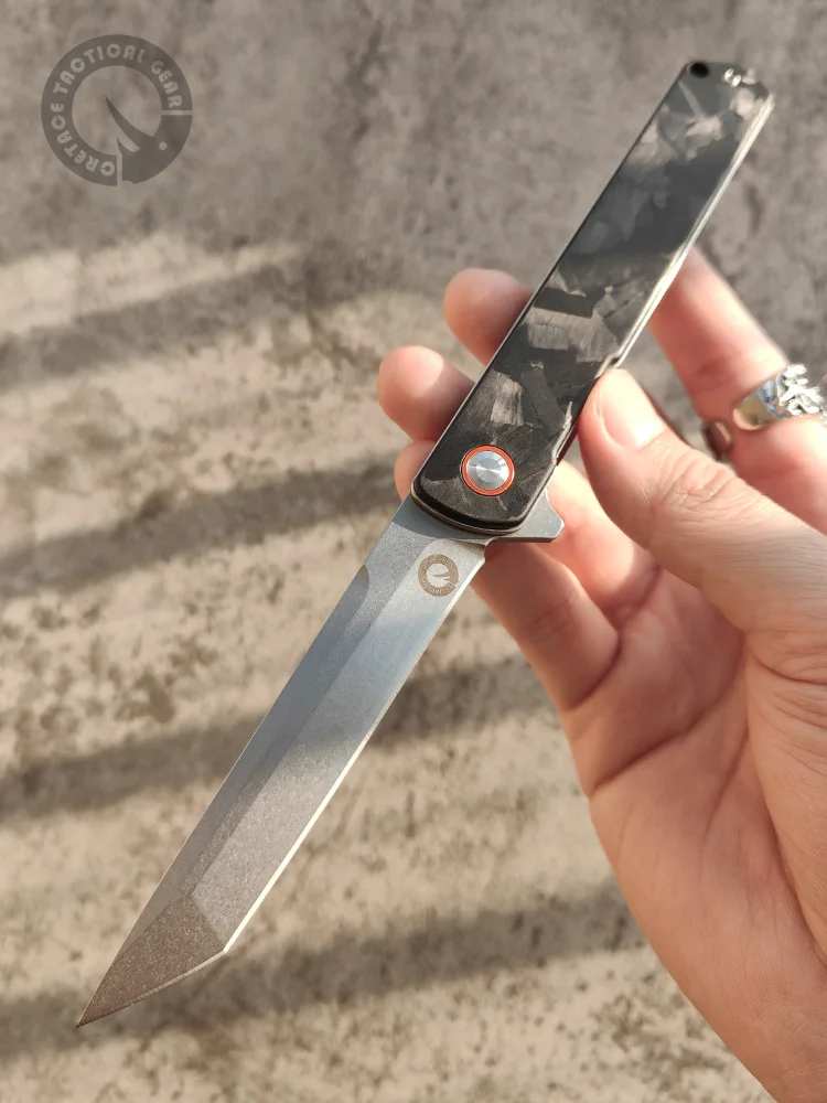 CRETACE-KNIVES-HECATE-Series-Tanto-Folding-Blade-Knife-D2-Carbon-Fiber ...