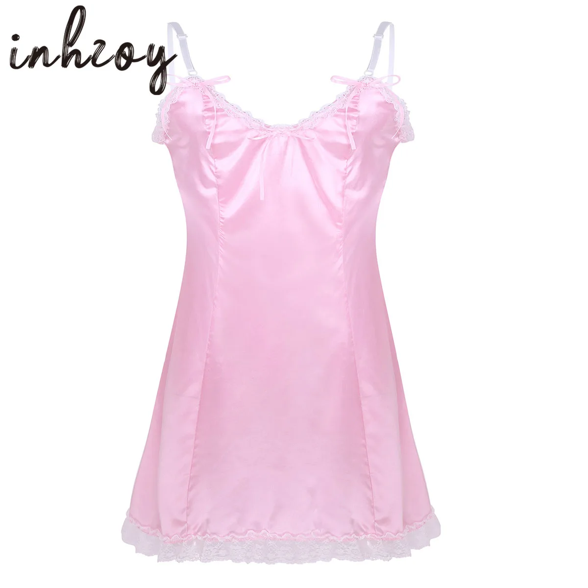 Gay-Mens-Sissy-Dress-Male-Crossdress-Satin-Lace-Frilly-Lingerie-Dress ...
