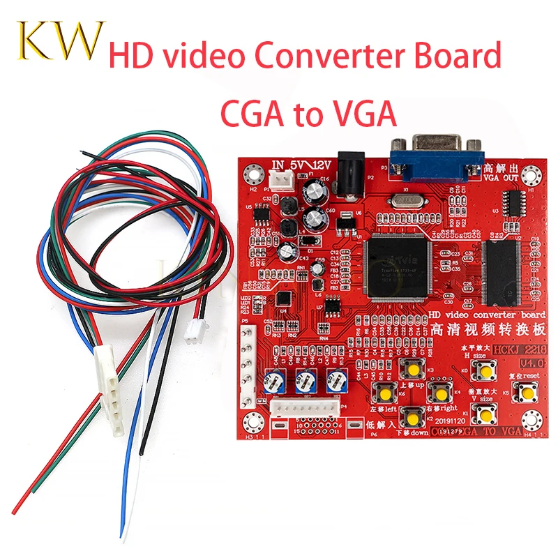 HD Red RGBS/CGA to VGA Converter Pandora Box Retro Arcade Family Game ...