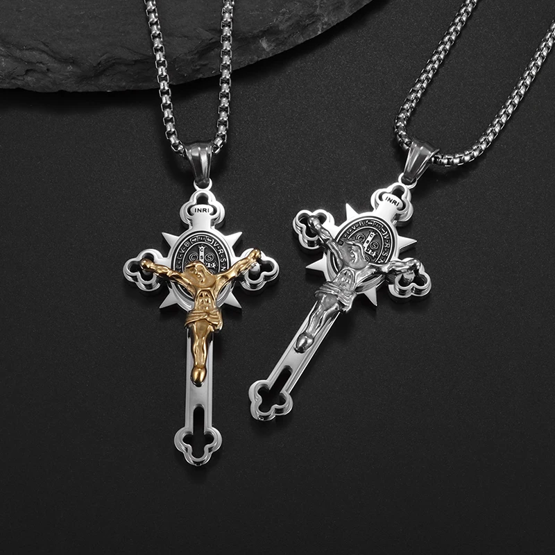 Stainless Steel Crucifixion Cross Pendant Necklace Men and Women ...