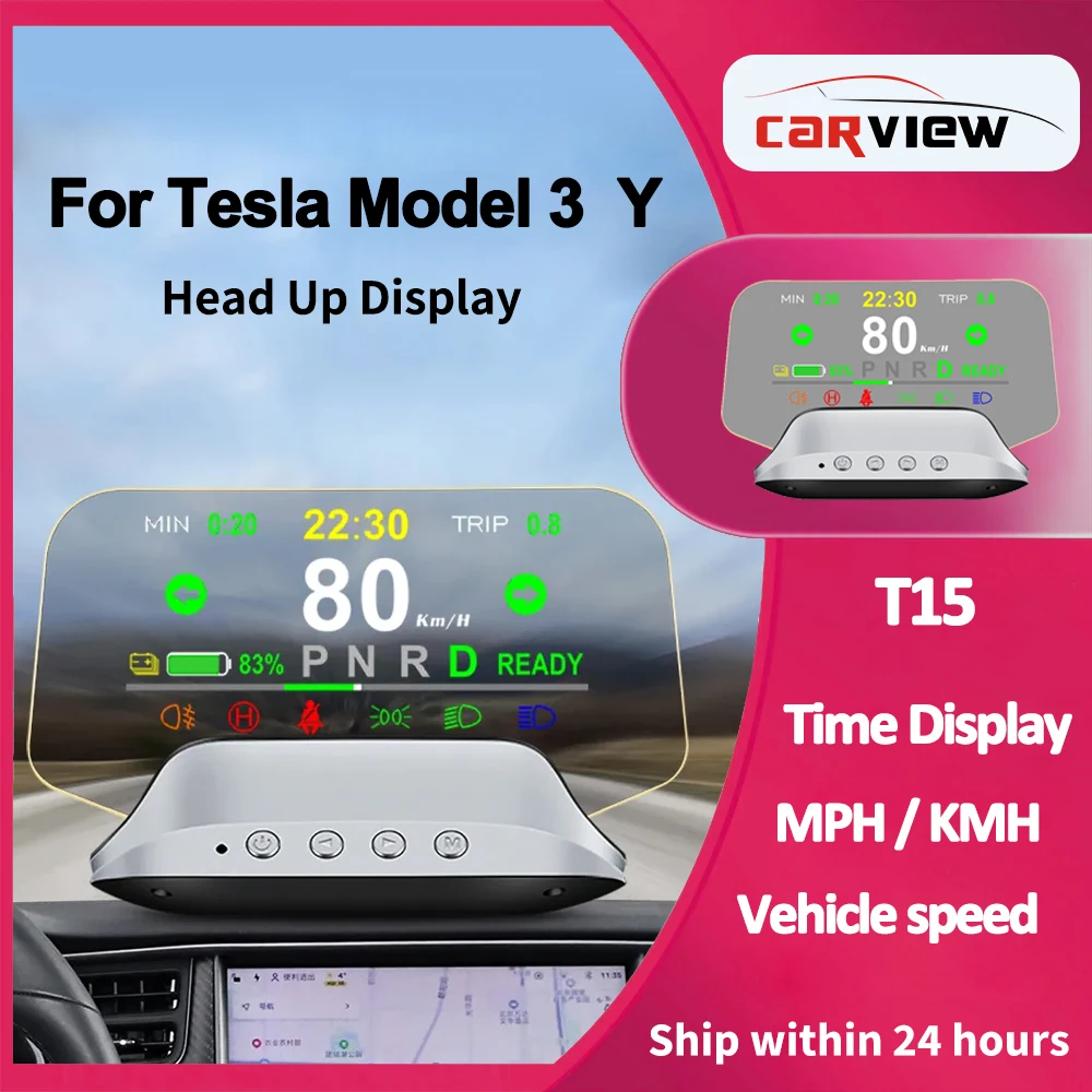 CARVIEW Car Head Up Display Speedometer RPM Mirror Projector For Tesla ...