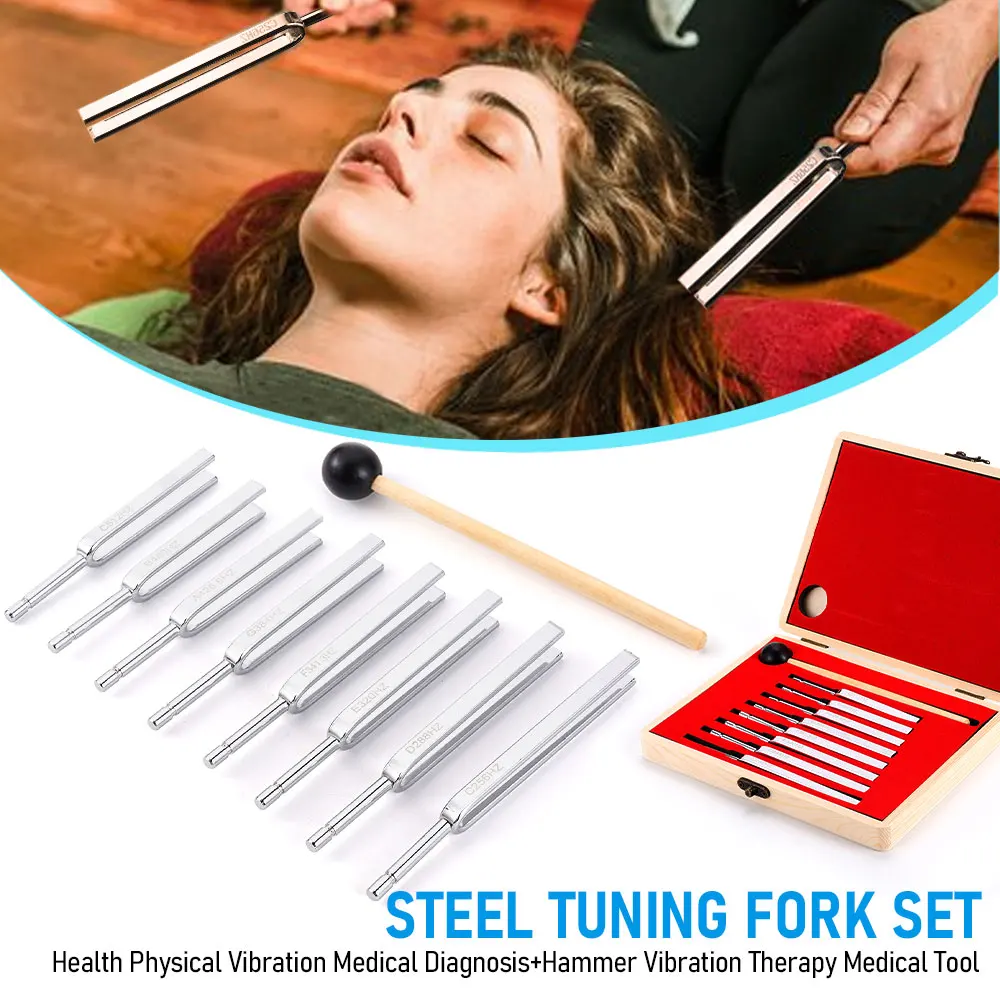 8Pcs-256-512HZ-Steel-Tuning-Fork-Set-Health-Physics-Vibration-Medical ...