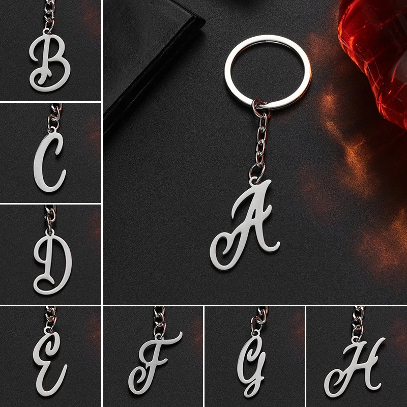 Stainless-Steel-A-Z-Initial-Letter-Keychain-Keyring-for-Lovers-Old ...