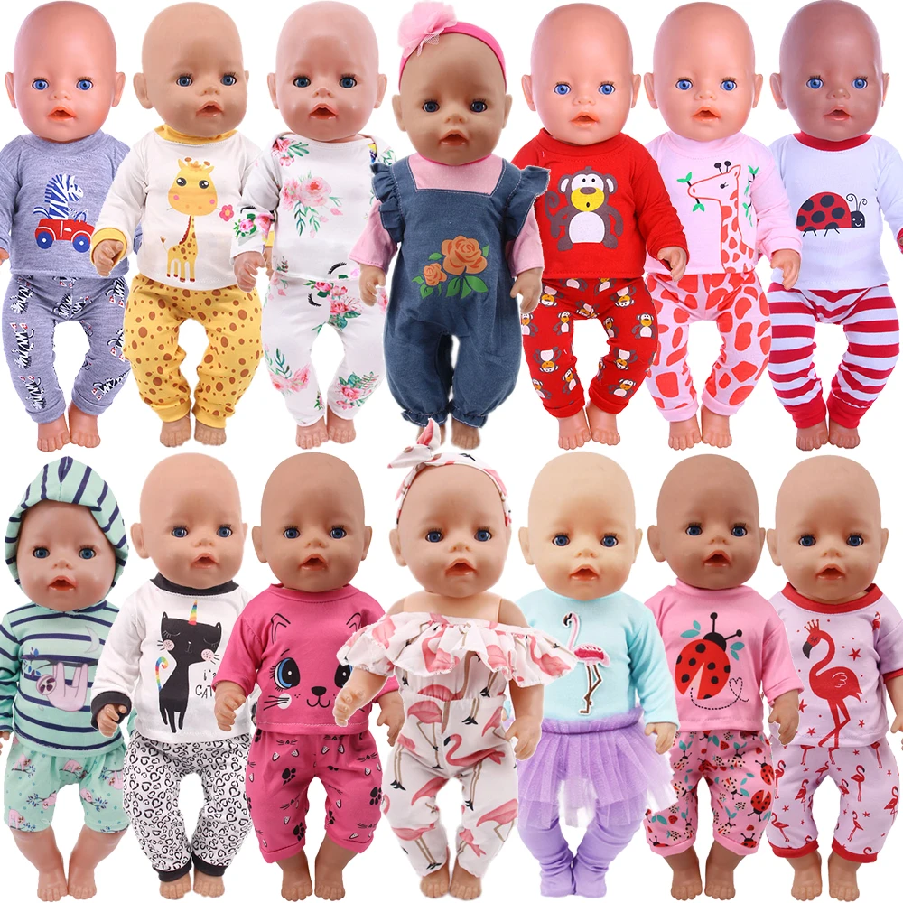 2 Pcs/Set Animal Pajamas Suit For 43 Cm Born Baby Reborn Doll Clothes ...
