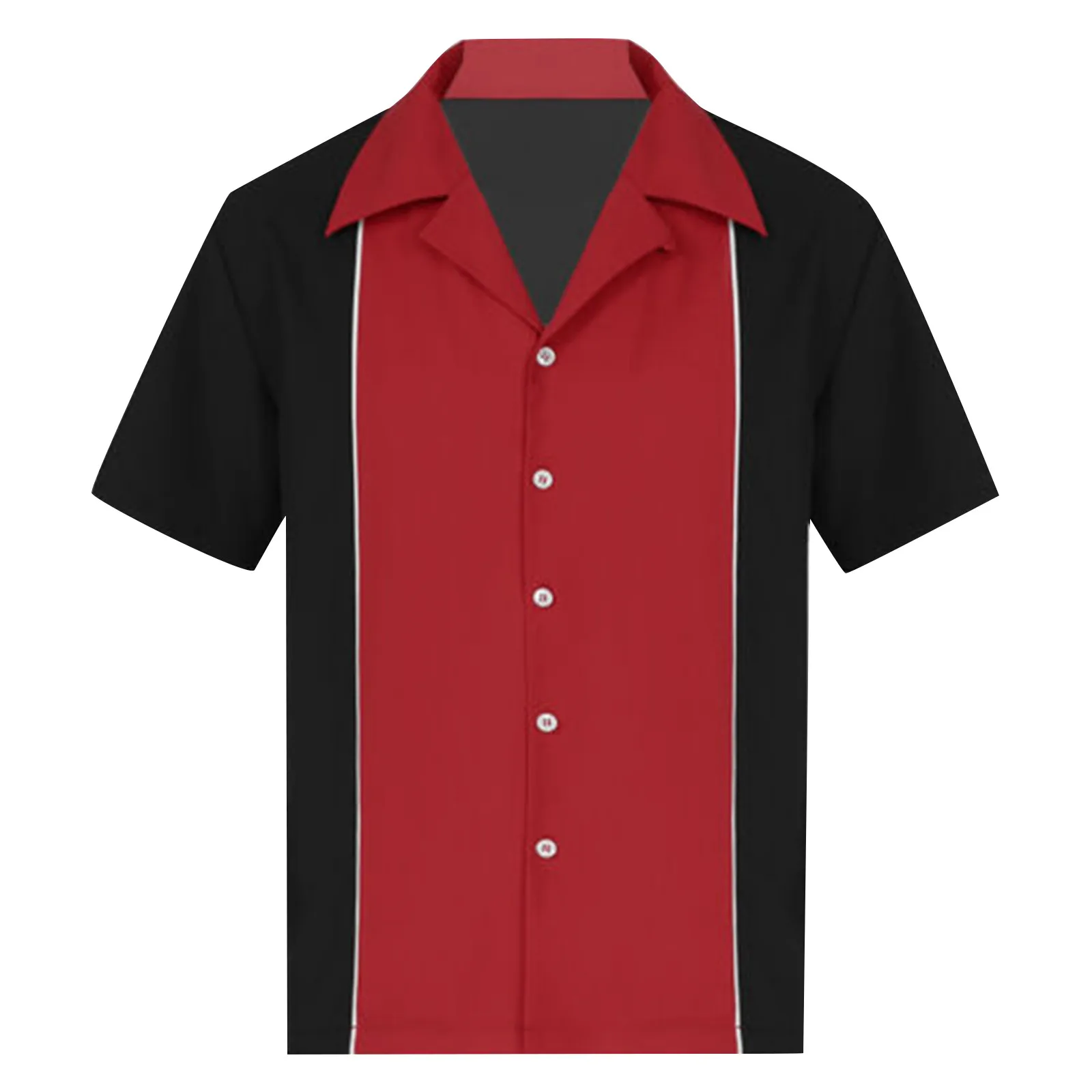 Men-s-Contrast-color-shirt-Vintage-Button-Shirts-personality-Short ...