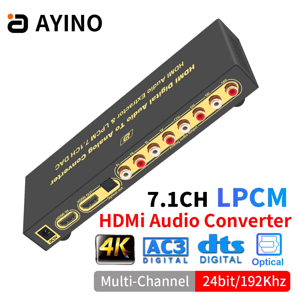 4K HDMI-compatible Audio Extractor PS 7.1CH LPCM DAC Optical SPDIF RAC ...