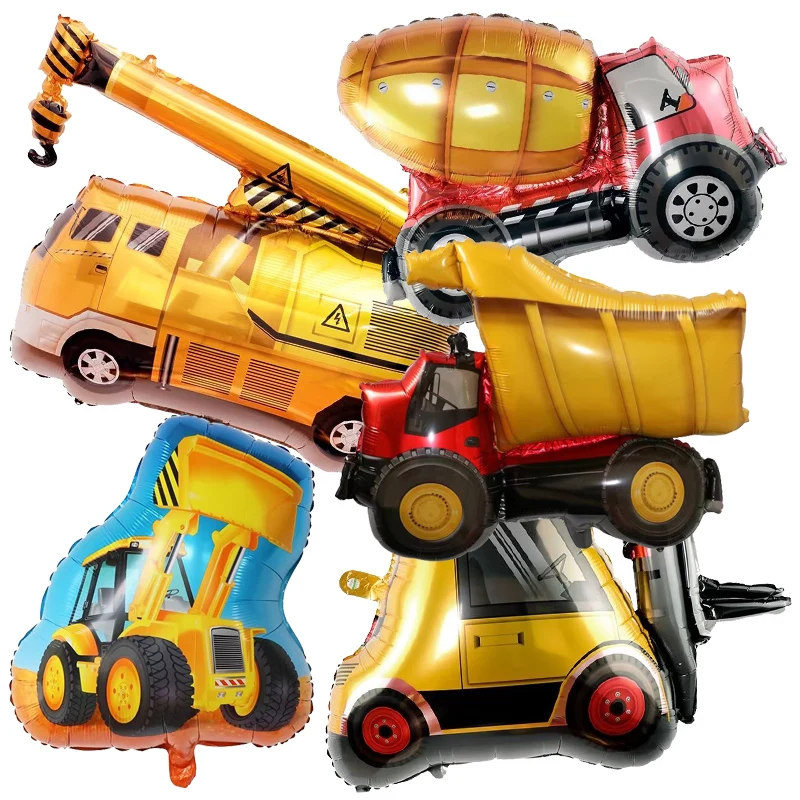 5pcs Engineering Vehicle Balloon Cartoon Tractor Balloon Excavator ...