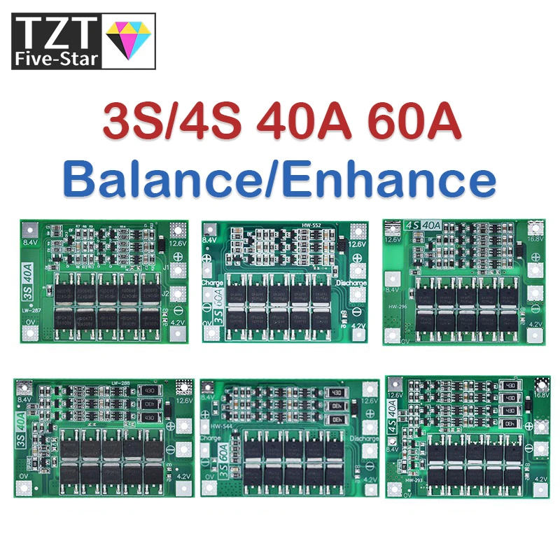 3S/4S 40A 60A Li Ion ลิเธียมแบตเตอรี่ชาร์จป้องกัน18650 BMS สำหรับเจาะ ...