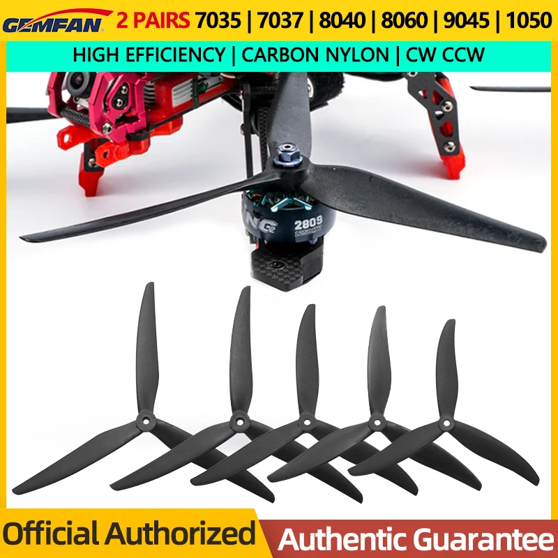 2PAIRS-GEMFAN-Drone-Propeller-Cinelifter-3-Blade-Props-CW-CCW-7035-7037 ...
