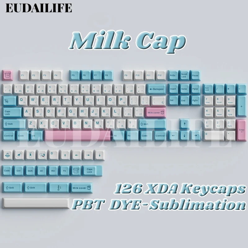 Milk Cap 126 Key Cover PBT Keycap DYE Sublimation XDA MX Cross Key Cap ...