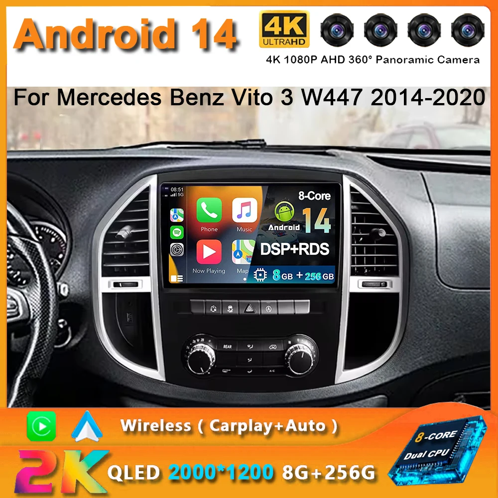 Android-14-Auto-Carplay-Car-Radio-For-Mercedes-Benz-Vito-3-W447-2014 ...