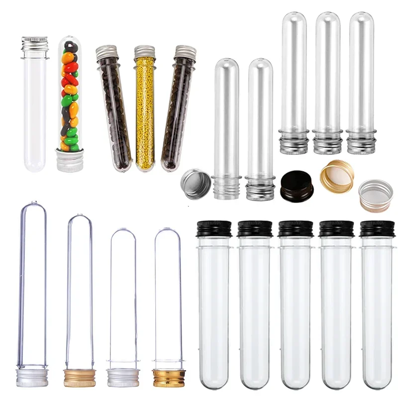 5pcs 30-100ml Empty Refillable Clear Plastic Test Tubes with Screw ...