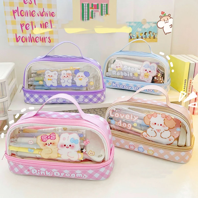 Korean Pencil Case Transparent | Korean Cute School Pencilcases ...