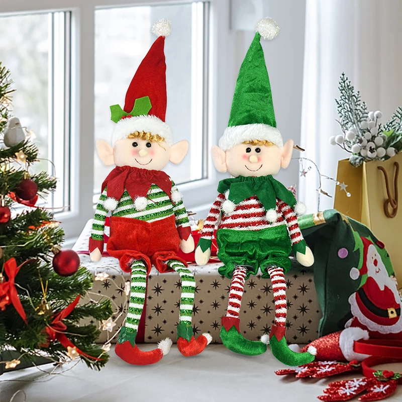 55cm Christmas Long Leg Elf Doll Ornament Boy Girl Plush Elf Doll Toy ...