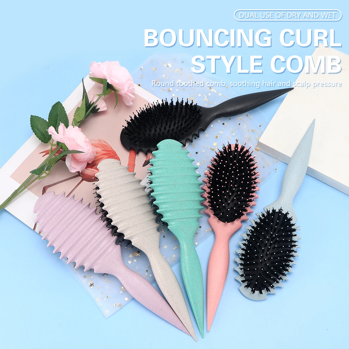 Curls-Define-Brush-Boar-Bristle-Detangling-Hair-Brush-Tangled-Anti ...