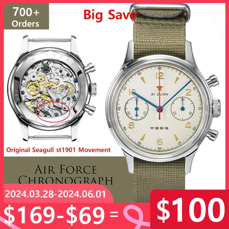 RED-STAR-38mm-Men-s-1963-Chronograph-Mechanical-Watch-Pilot-with ...