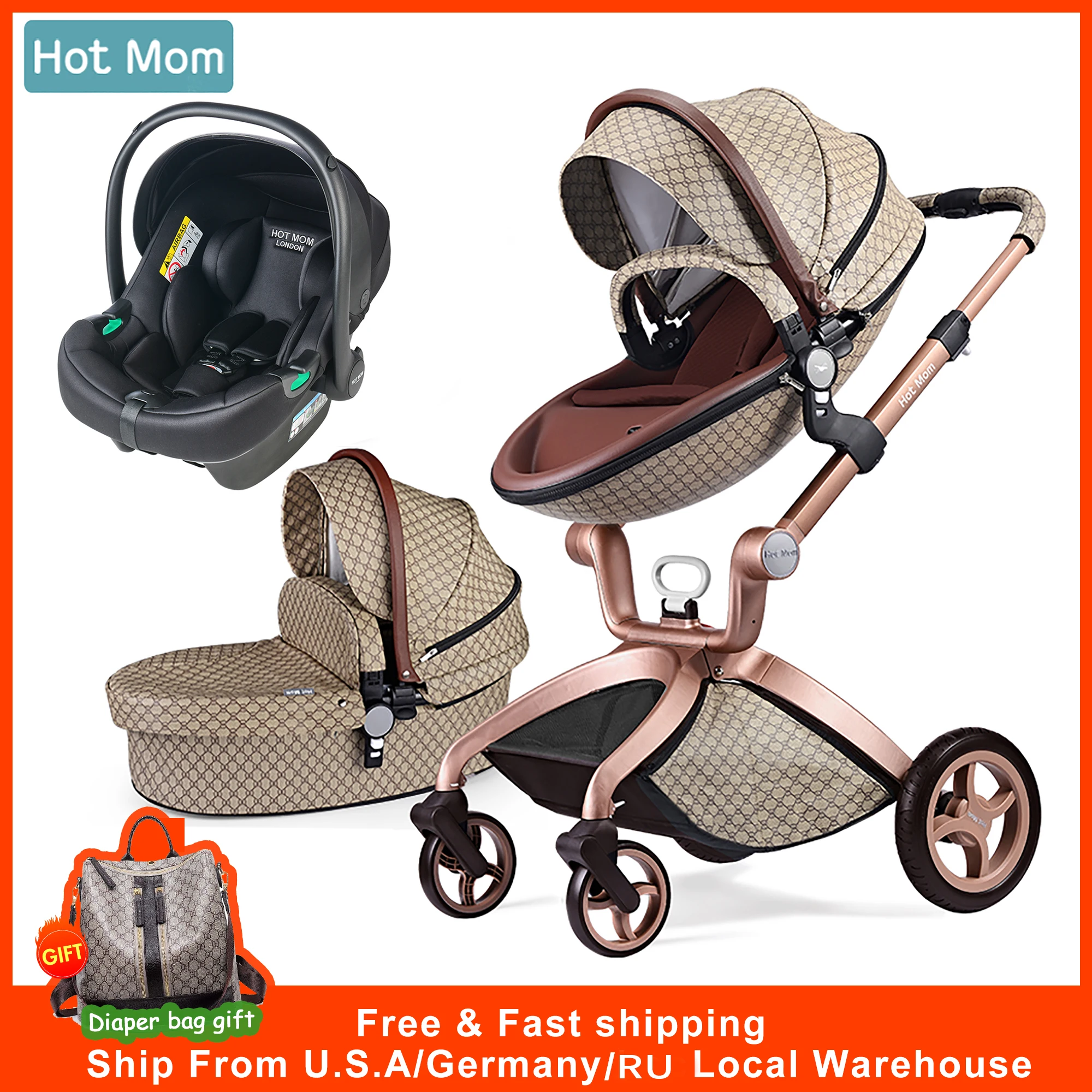 Hot-Mom-3-in-1-Baby-Pushchair-Baby-Stroller-High-Landscape-Stroller-For ...