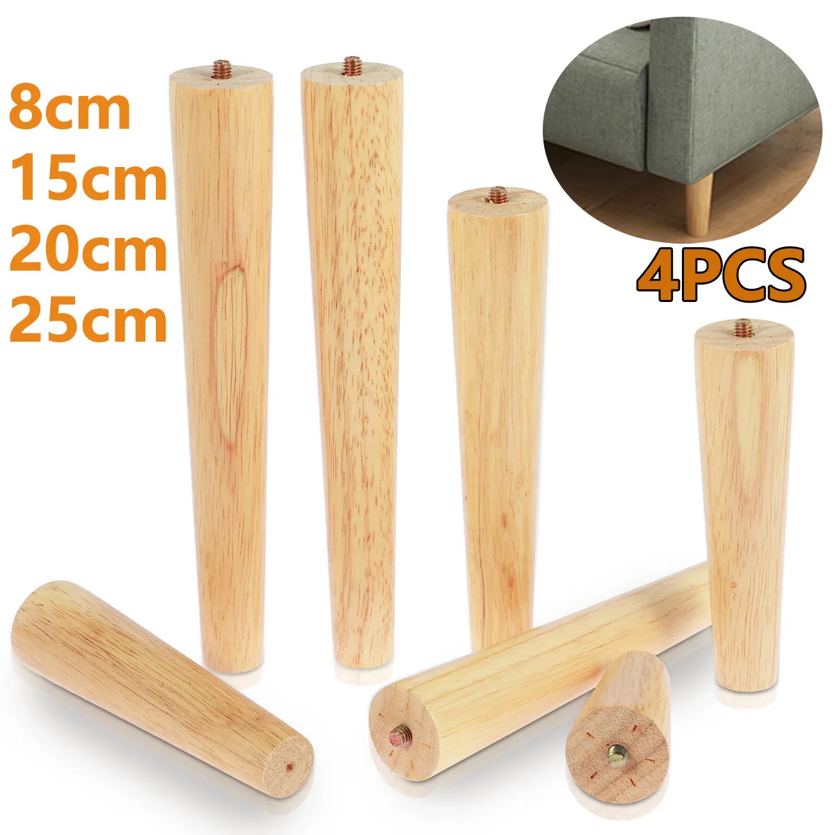 4Pcs 8/15/20/25cm Solid Wood Furniture Feets Oblique/Straight Table ...