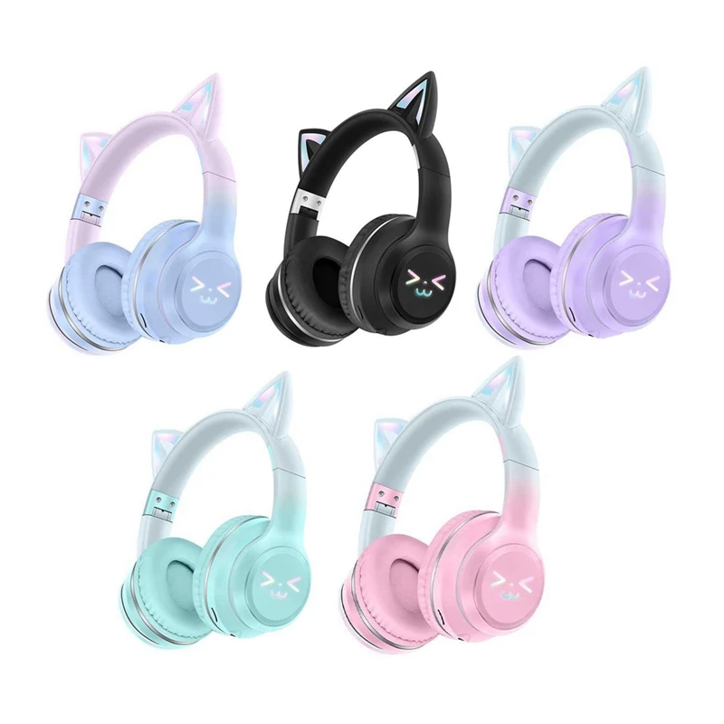 Wireless-Headphones-RGB-Cute-Cats-Girls-Kid-Gift-Headset-Music-Gaming ...