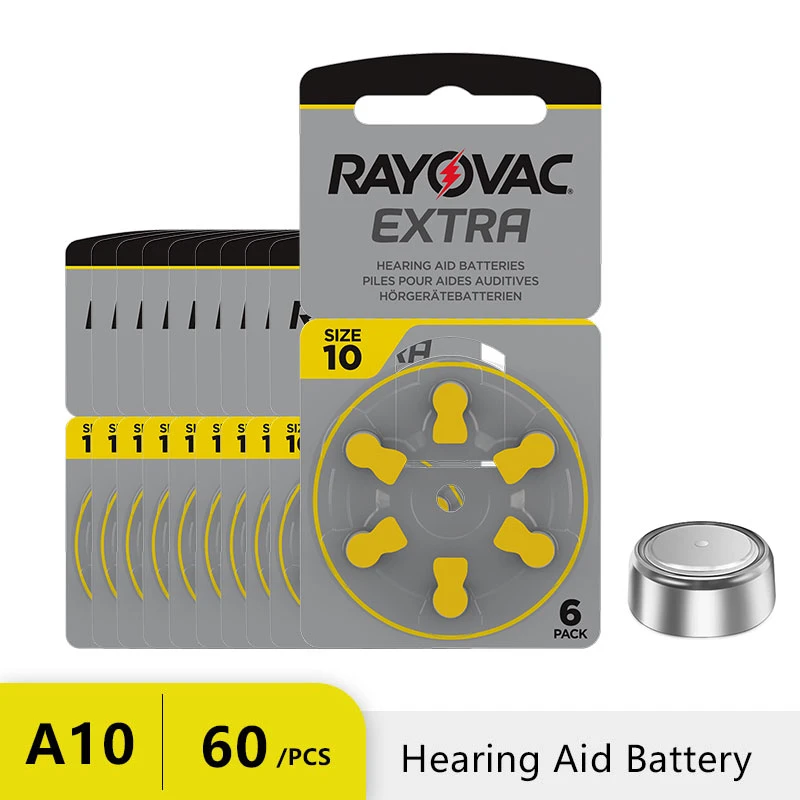 Rayovac Extra Zinc Air 60 Pcs Performance Hearing Aid Batteries A10 10a ...