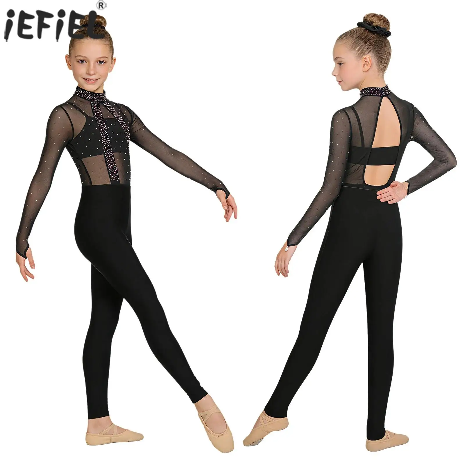 Crianças meninas ginástica collant strass malha pura patinação ...