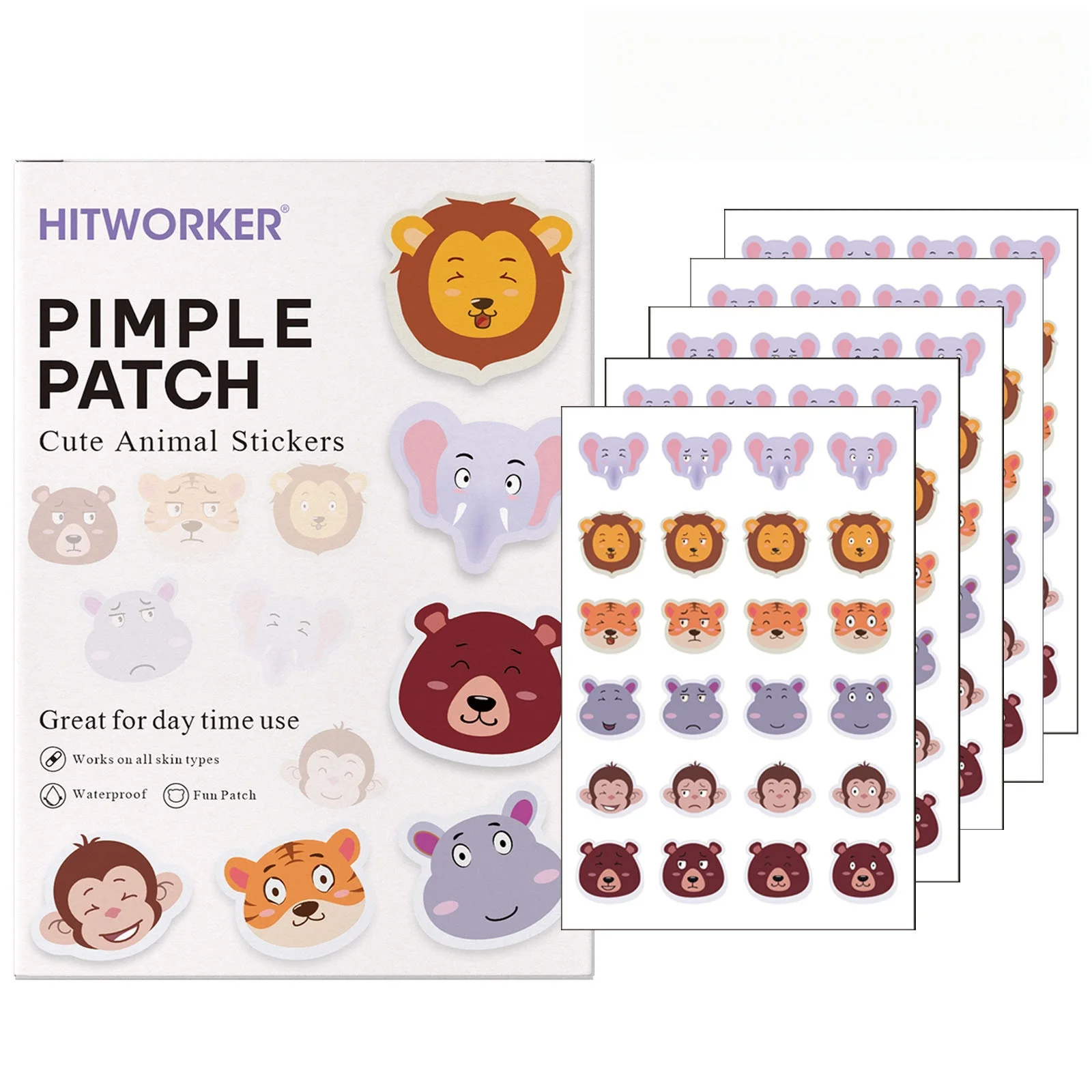 120 pieces/box of cute animal designed acne patches - alcohol free ...