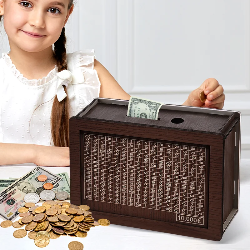 Wooden Piggy Banks Euro Money Box Reusable Assembled Coin Cash Boxes ...